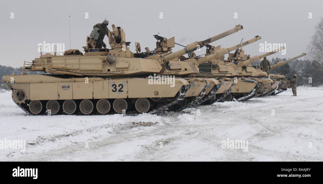 ZAGAN, Poland – M1A2 Abrams Tanks belonging to 1st Battalion, 66th ...