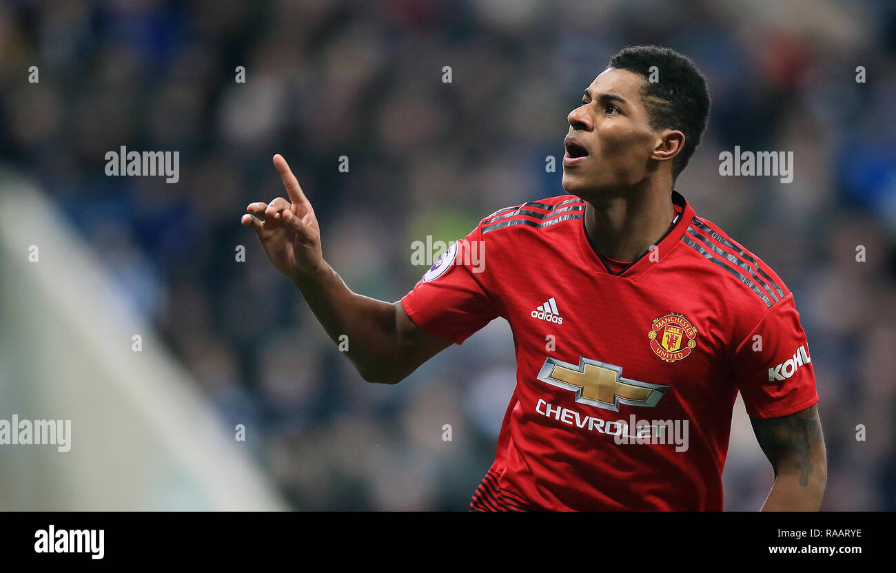 Manchester United's Marcus Rashford celebrates scoring his side's ...