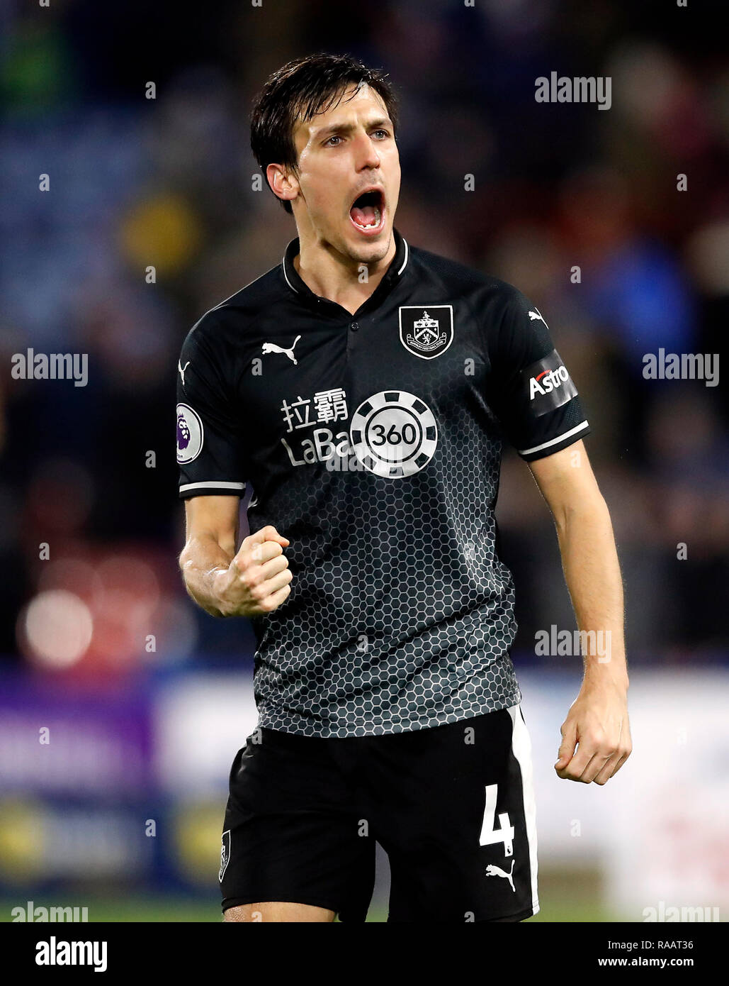 Burnley's Jack Cork celebrates their win after the Premier League match ...