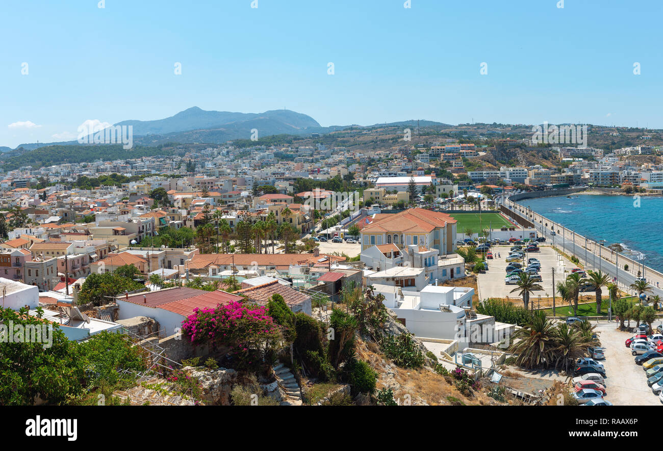 Aerial panoramic view on city of Rethymno, Crete island, Greece Stock ...
