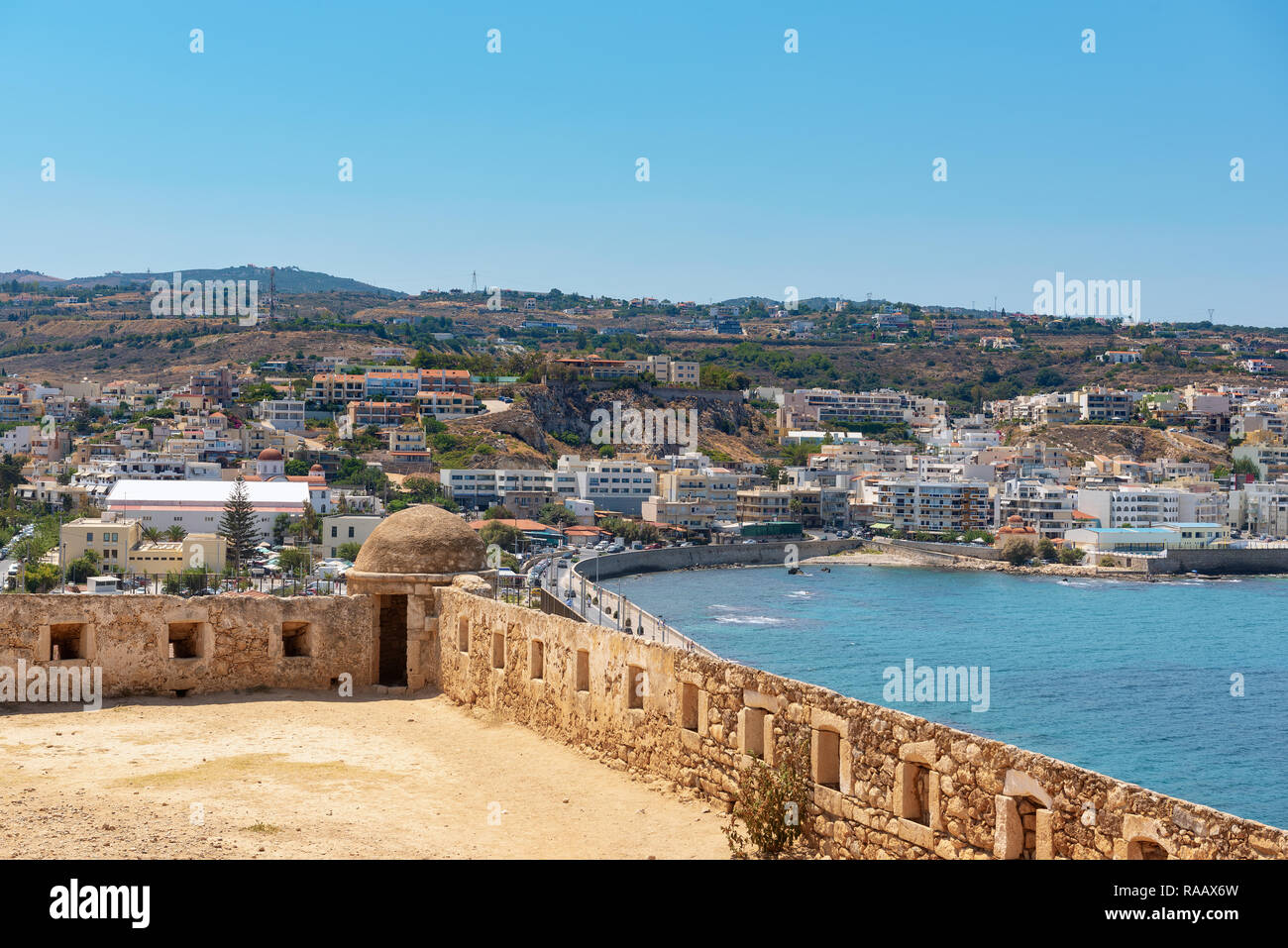 Huge wall of Rethymno medieval fortress on Crete island Stock Photo - Alamy