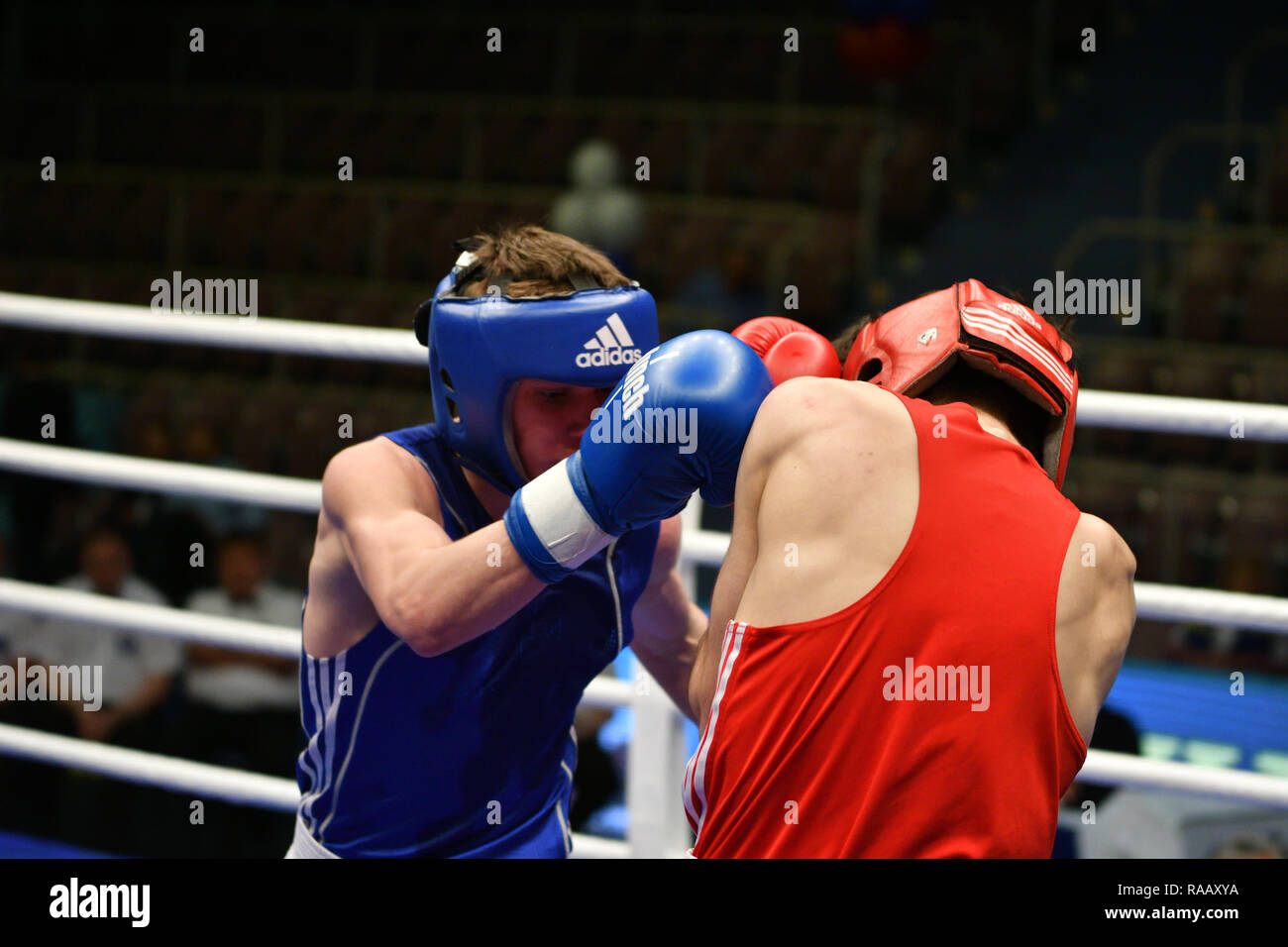 Orenburg, Russia - May 7, 2017 year: Boys boxers compete in the ...