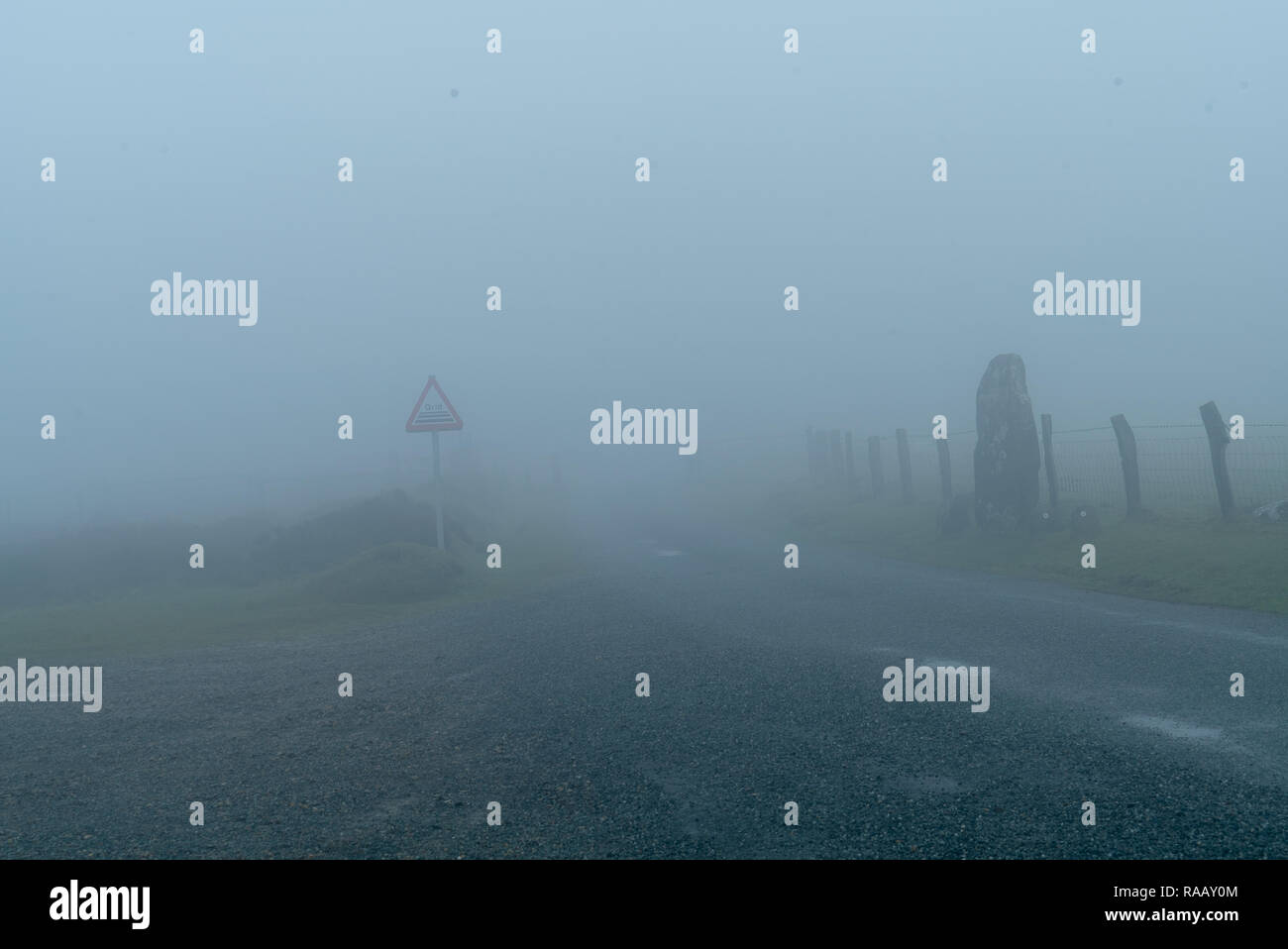 Heavy fog in Wales, UK Stock Photo - Alamy