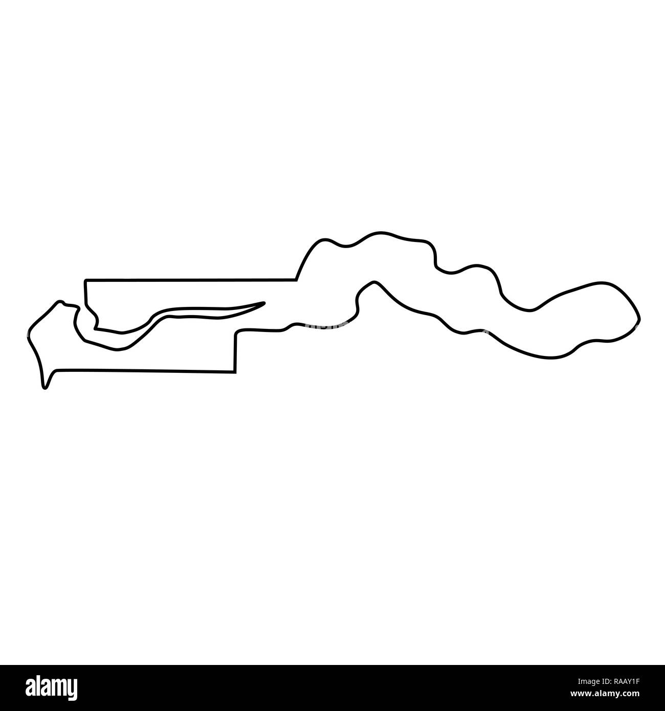 map of Gambia - outline. Silhouette of map of Gambia illustration Stock ...