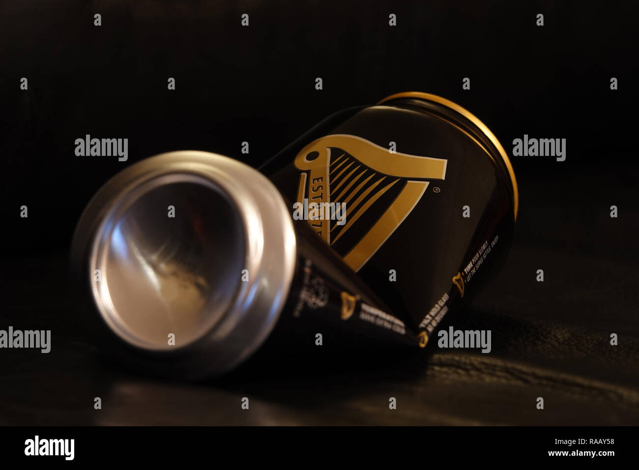 Empty crushed can of Guinness Draught Stock Photo - Alamy