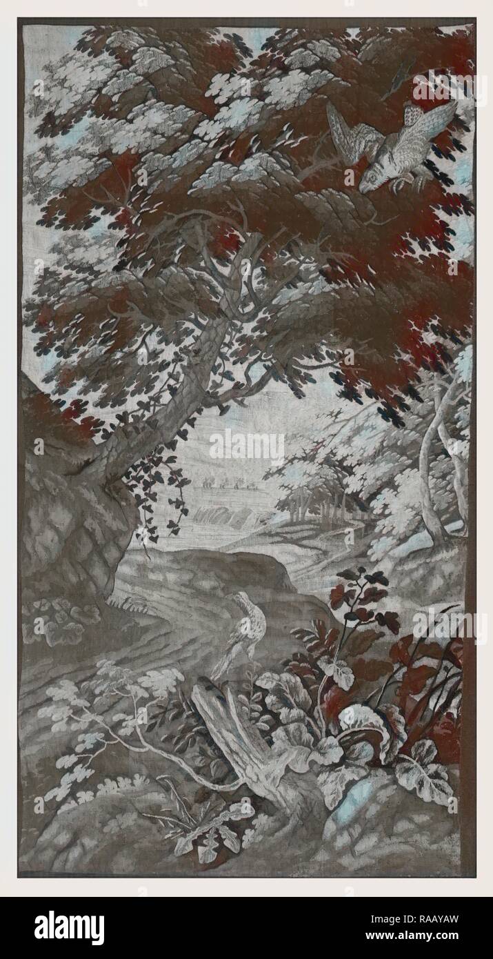 River landscape with bir. Reimagined by Gibon. Classic art with a ...