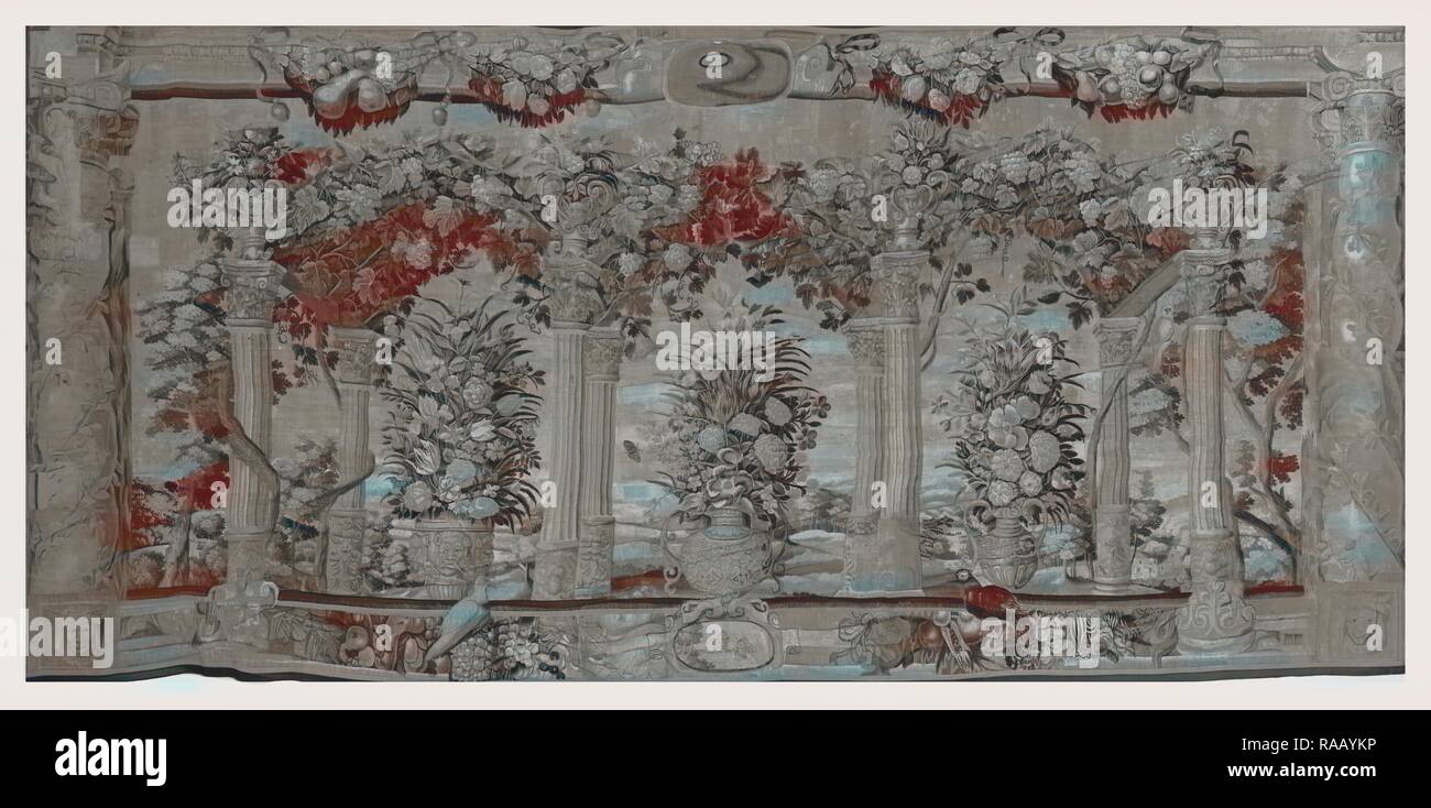 Pergola (eight-column) with urns of flowers in intercolumnation ...