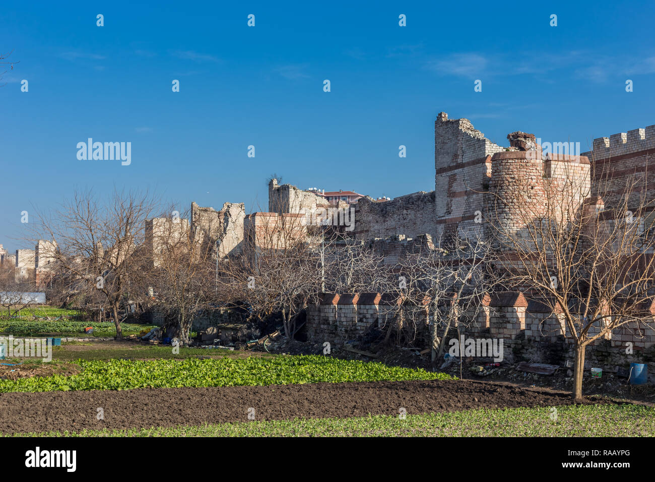 Vegetable gardens in, what was once, the moat surrounding the walls to ...