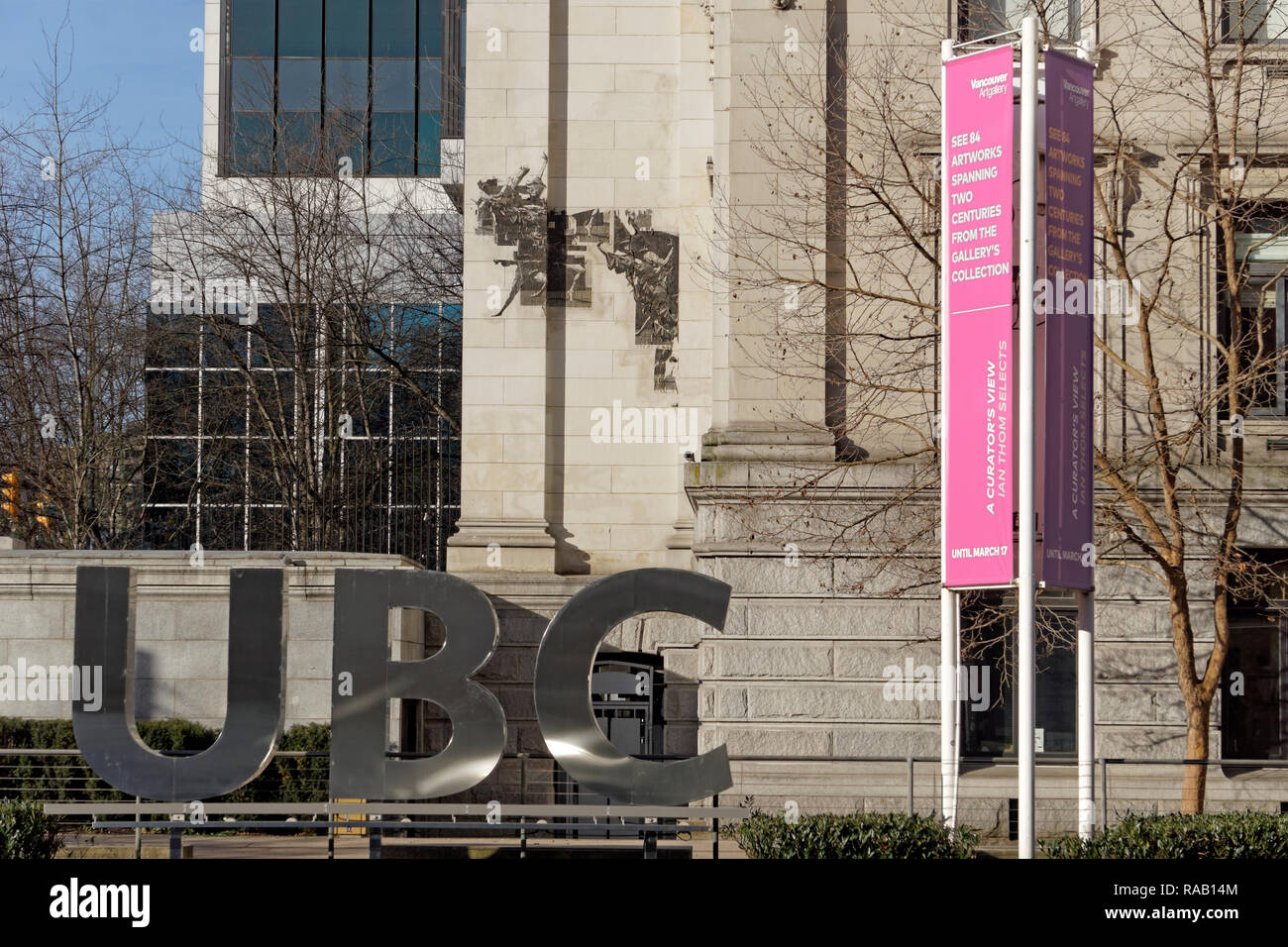 Large UBC University of British Columbia lettering in Robson Square in ...