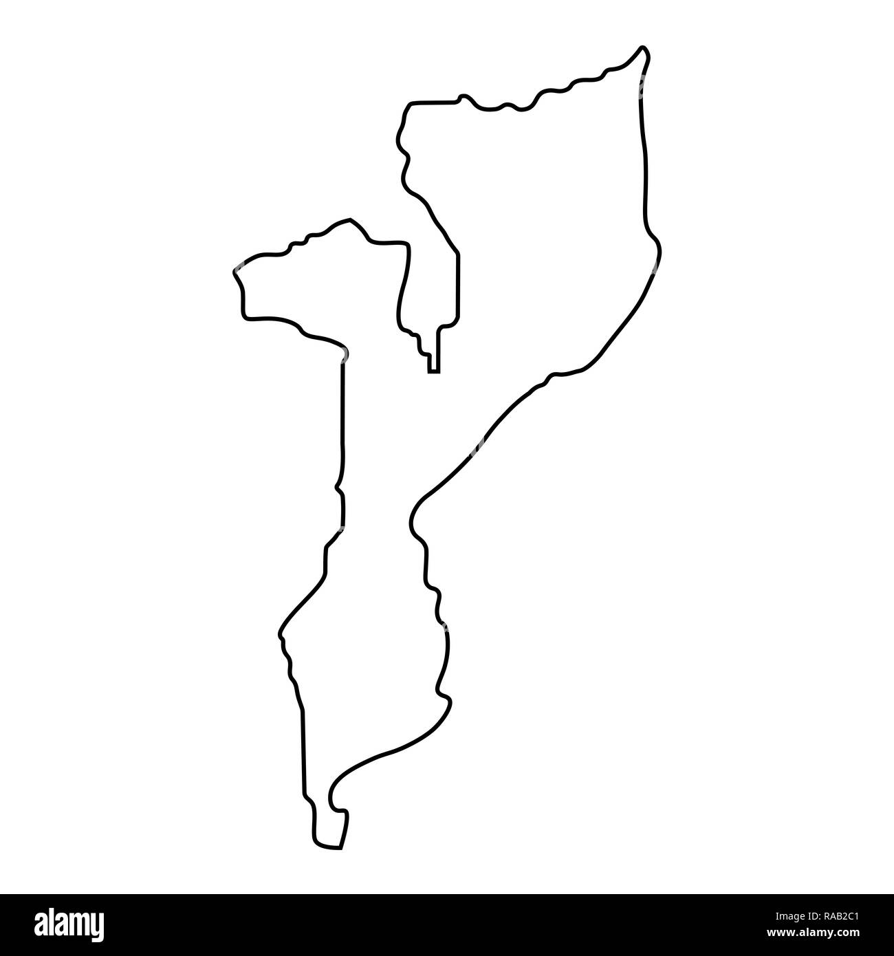 map of Mozambique - outline. Silhouette of Mozambique map illustration ...