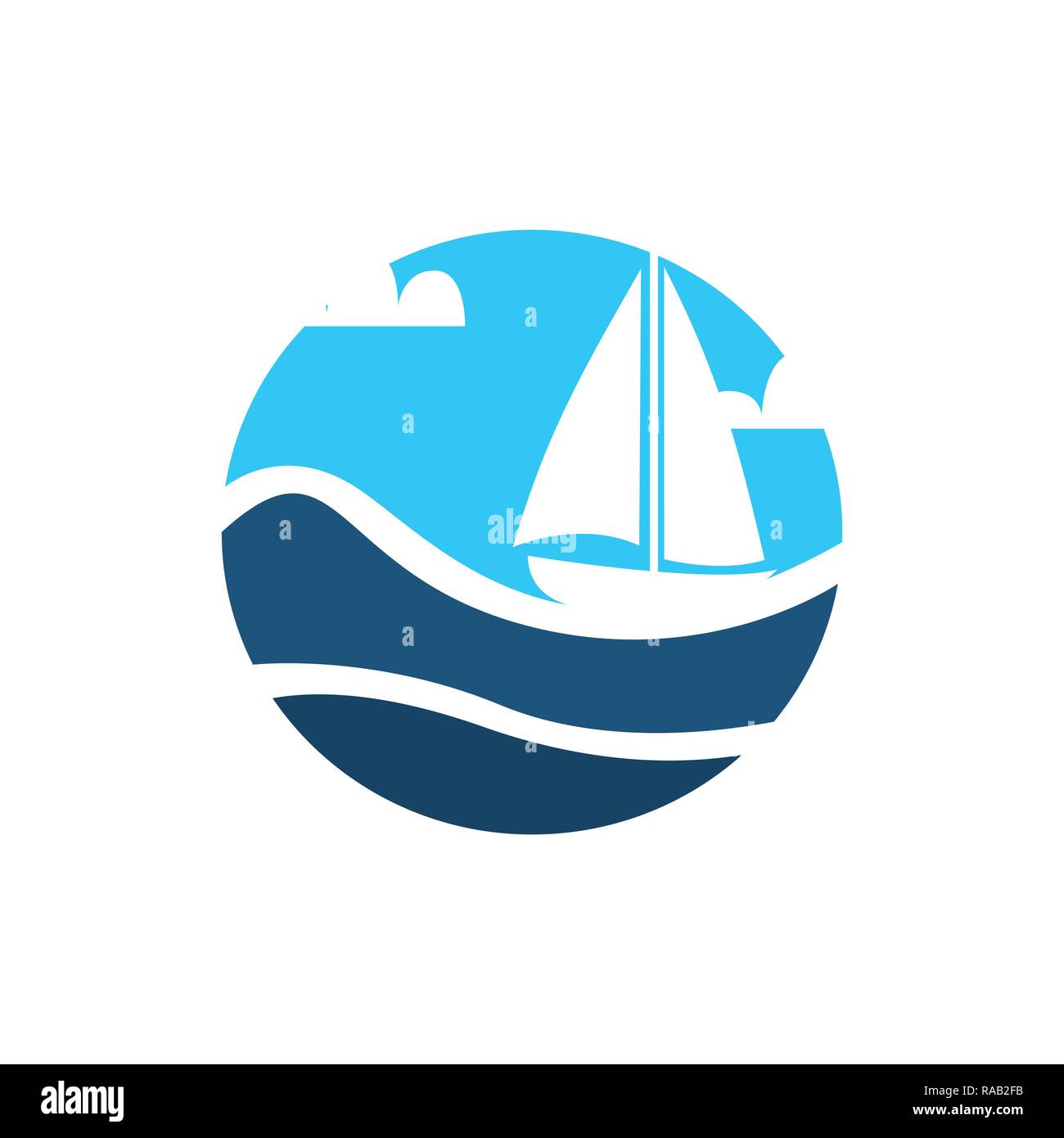 Wave On Boat Center View Vector Illustration Graphic Design Template ...