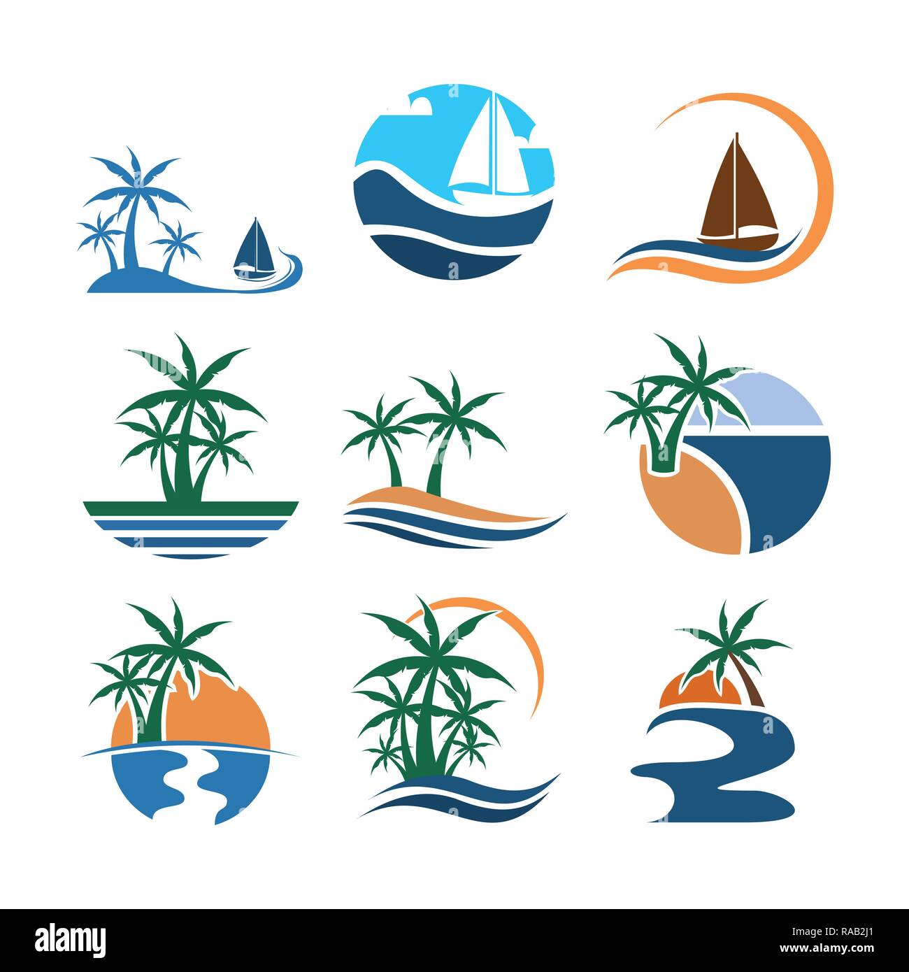 Summer Beach Vector Set Illustration Graphic Design Template Stock ...