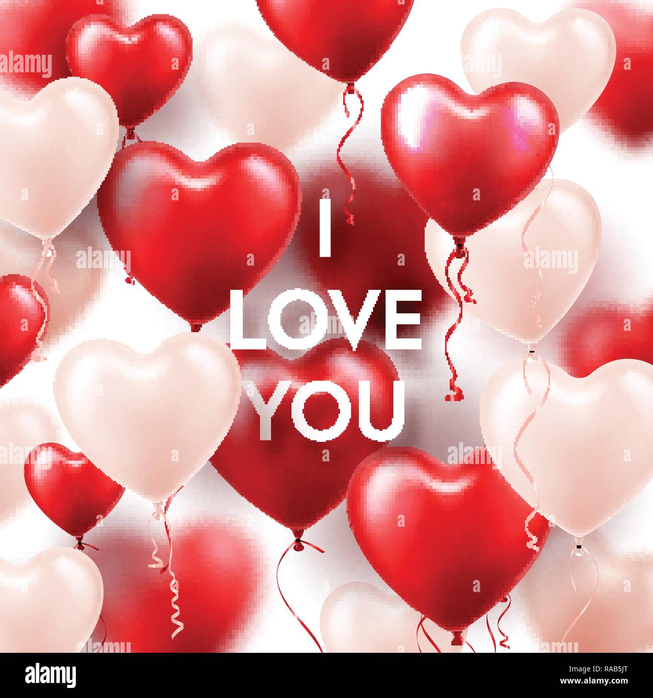 Valentines Day Background With White Red Heart Balloons. Romantic ...