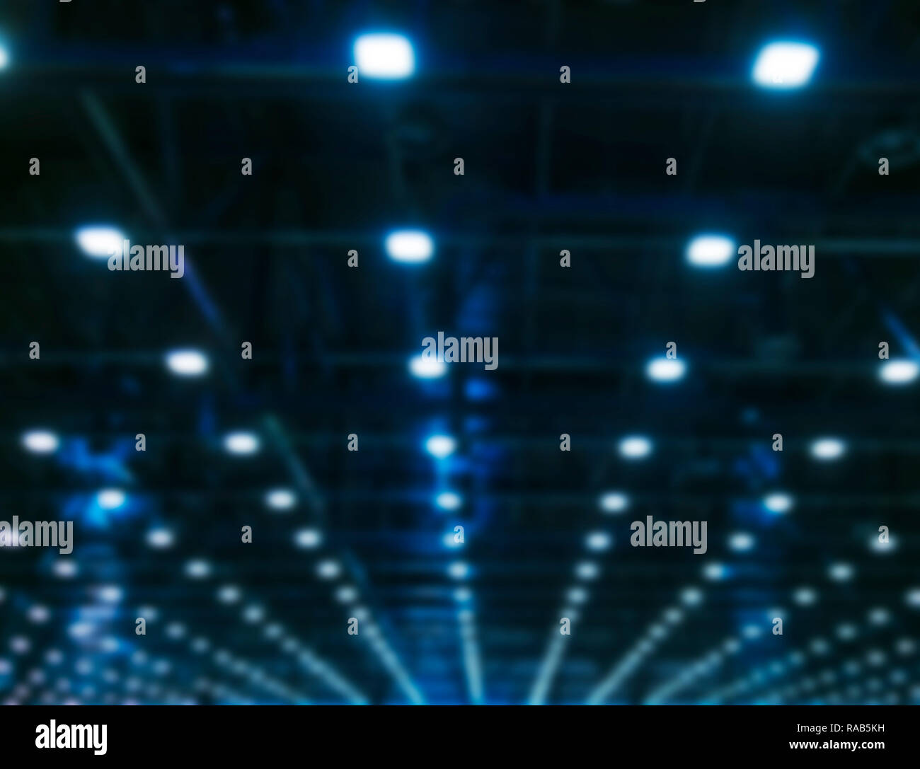 Blurred background Lights and ventilation system in long line on ...