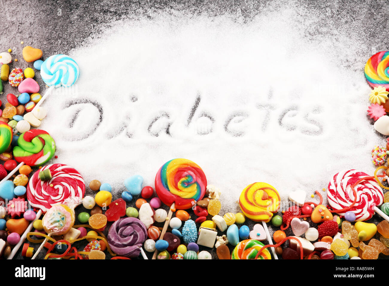 Diet and weight loss, denial of sweet. diabetes text with concept ...
