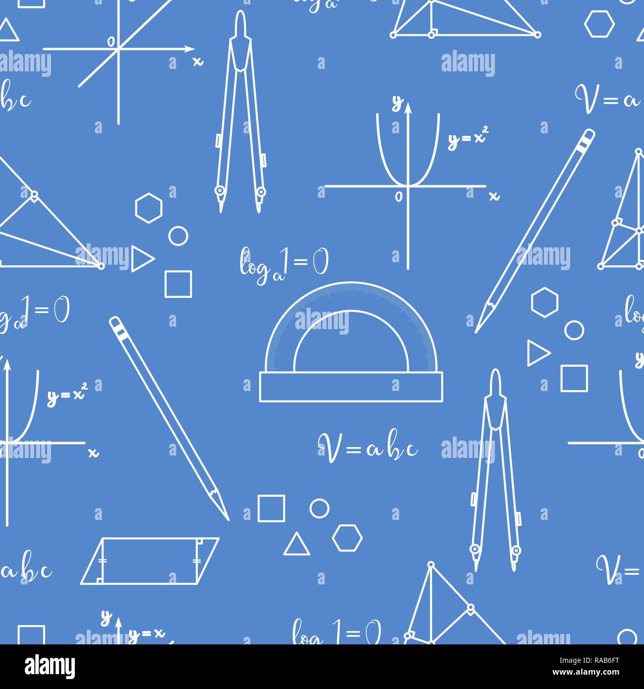Mathematical scientific vector seamless pattern with geometry plots ...