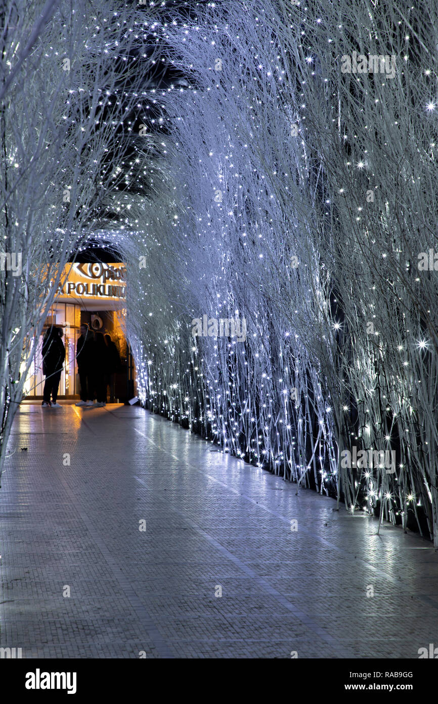 Decorated hallway with Christmas lights at advent Stock Photo - Alamy