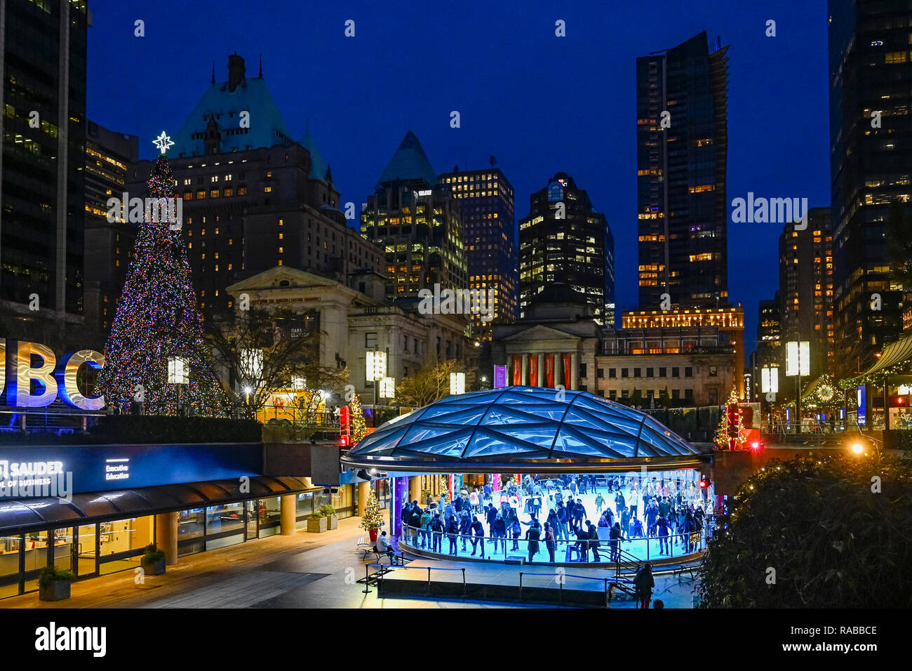 Robson Square, Ice skating rink, Vancouver, British Columbia, Canada ...