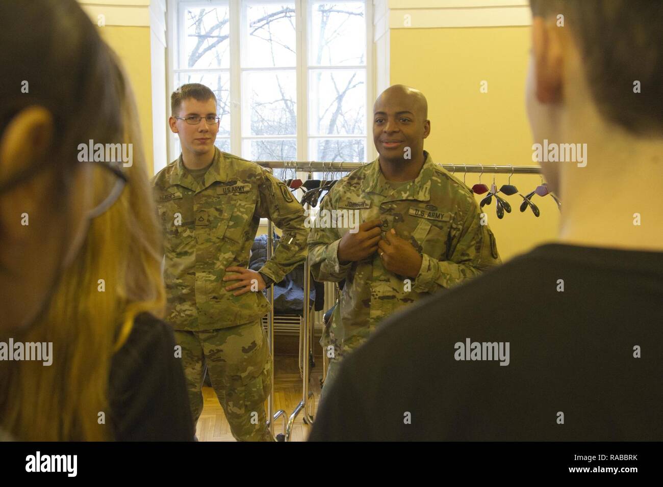 U.S. Army Pfc. Hayden Hughes (left) and U.S. Army Staff Sgt. Justin ...