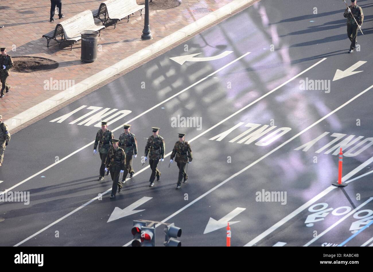 The United States Marine Corps Staff element leads the USMC formation ...