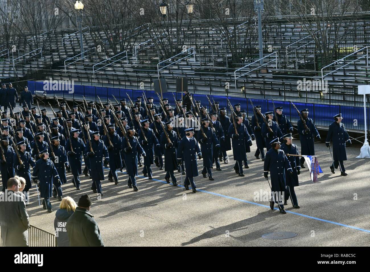 The U.S. Air Force Color Guard marches along Pennsylvania Avenue during ...