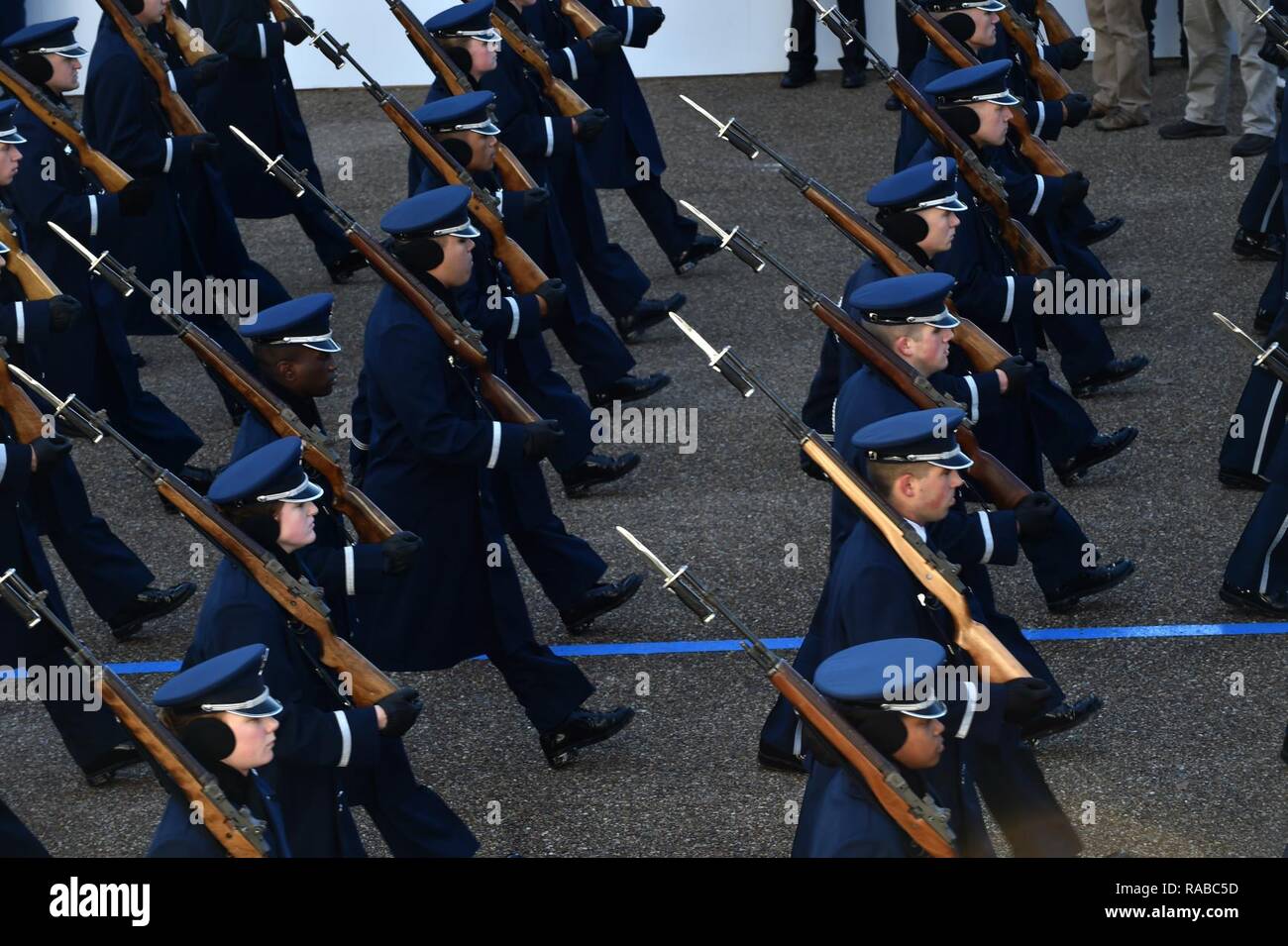 The U.S. Air Force Color Guard marches along Pennsylvania Avenue during ...