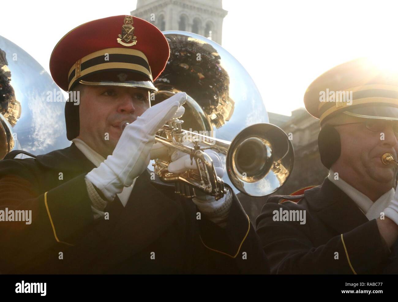 Members of The United States Army Band, “Pershing’s Own,” march down ...