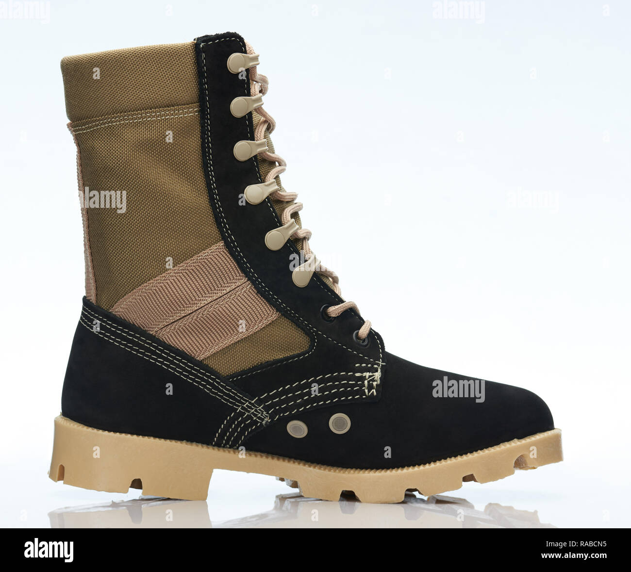 One military special shoe side view isolated on white background Stock ...