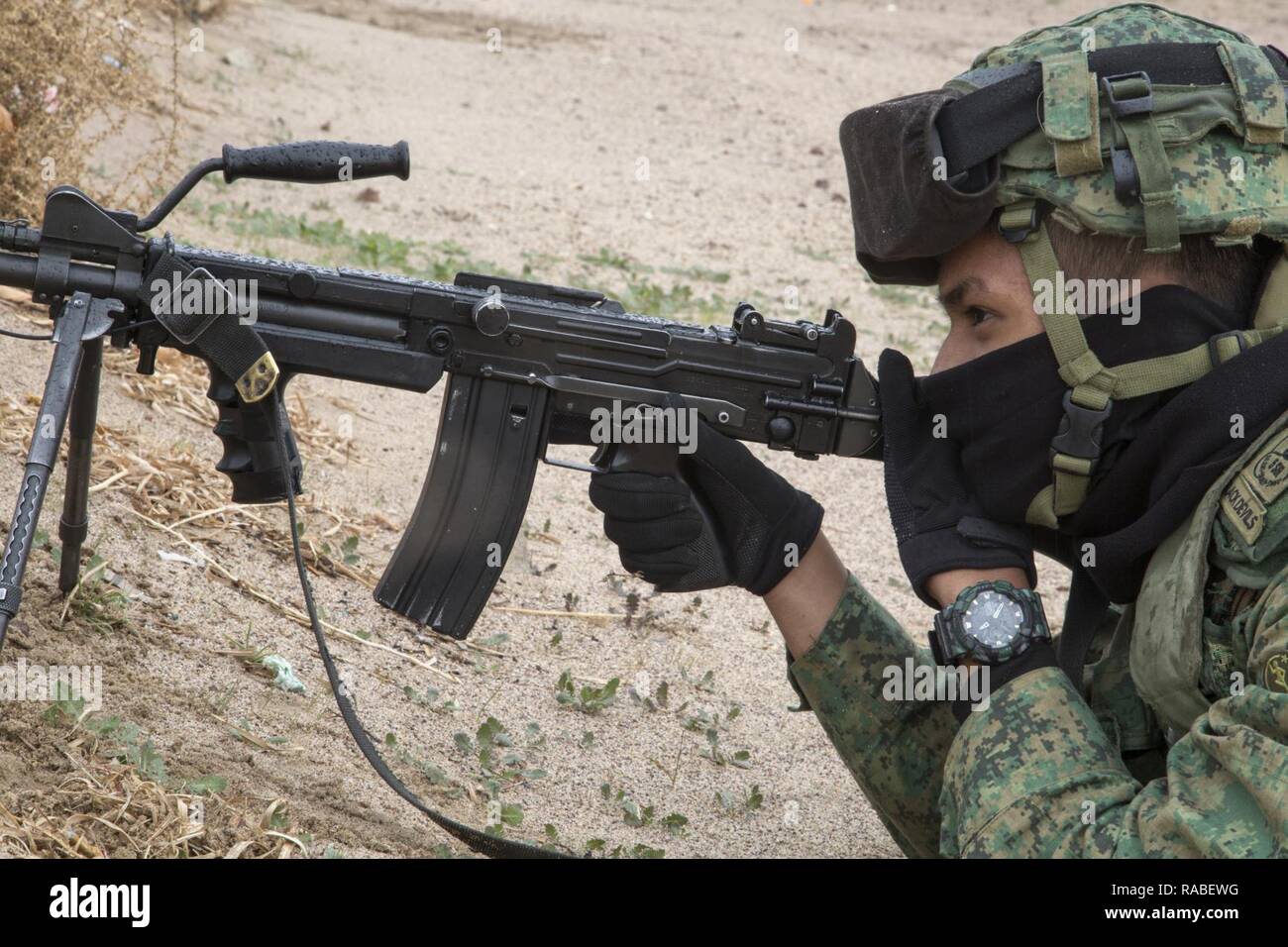 U.S. Army and members of the Singapore Army participate in a simulated ...