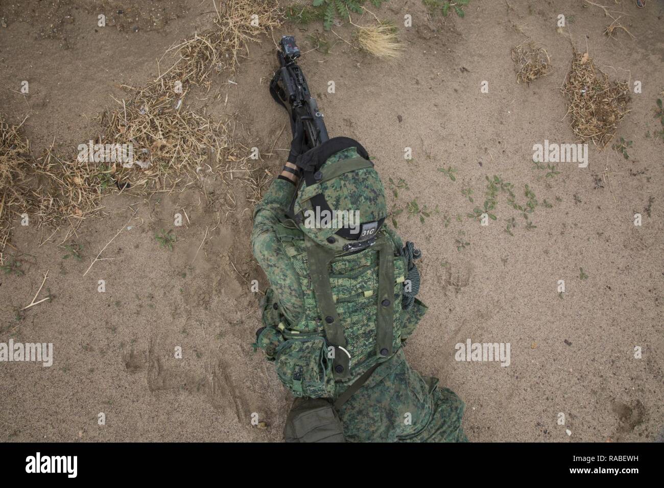U.S. Army and members of the Singapore Army participate in a simulated ...
