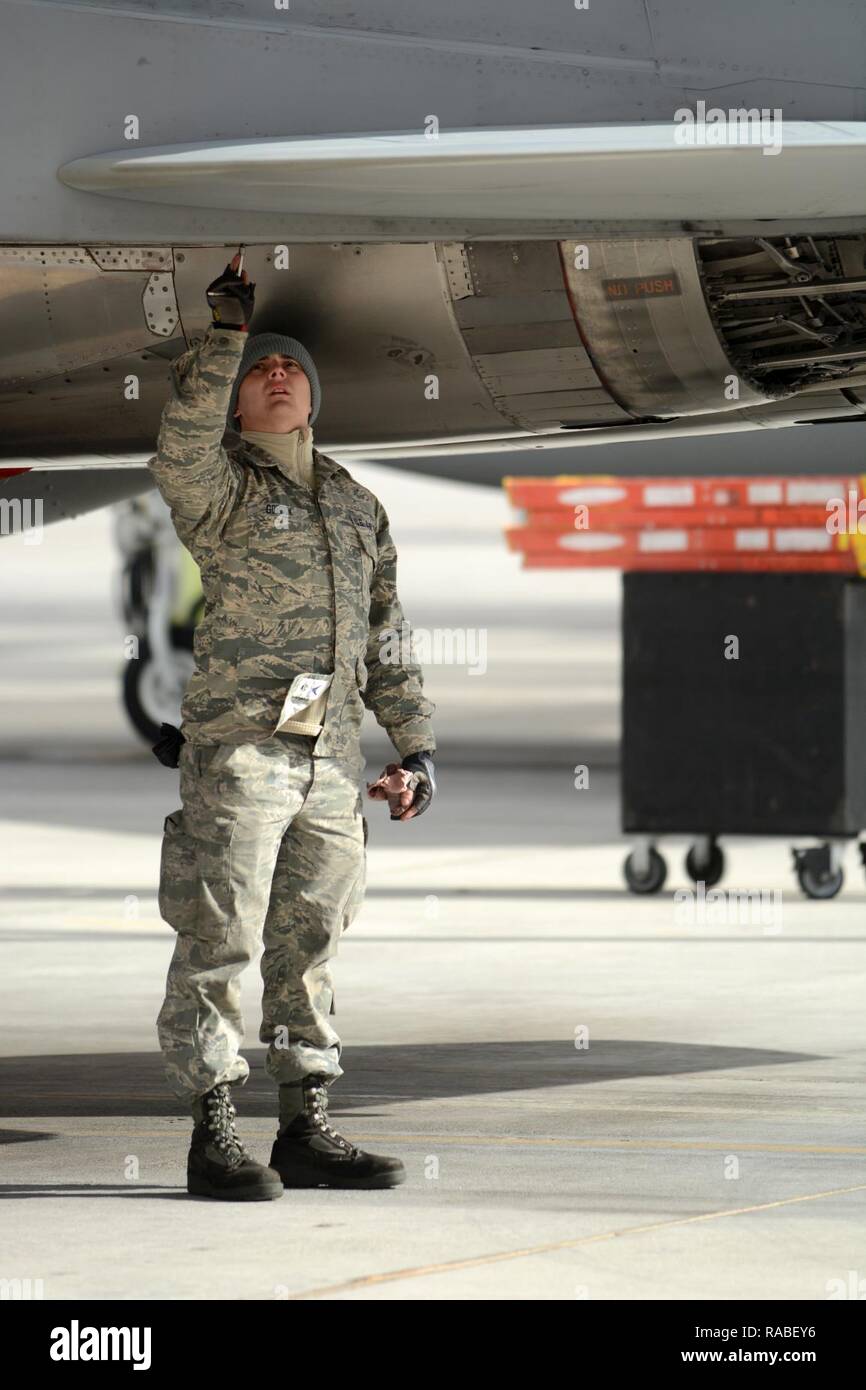 Staff Sgt. Nick Gordon, a 125th Fighter Wing crew chief, post-flights ...