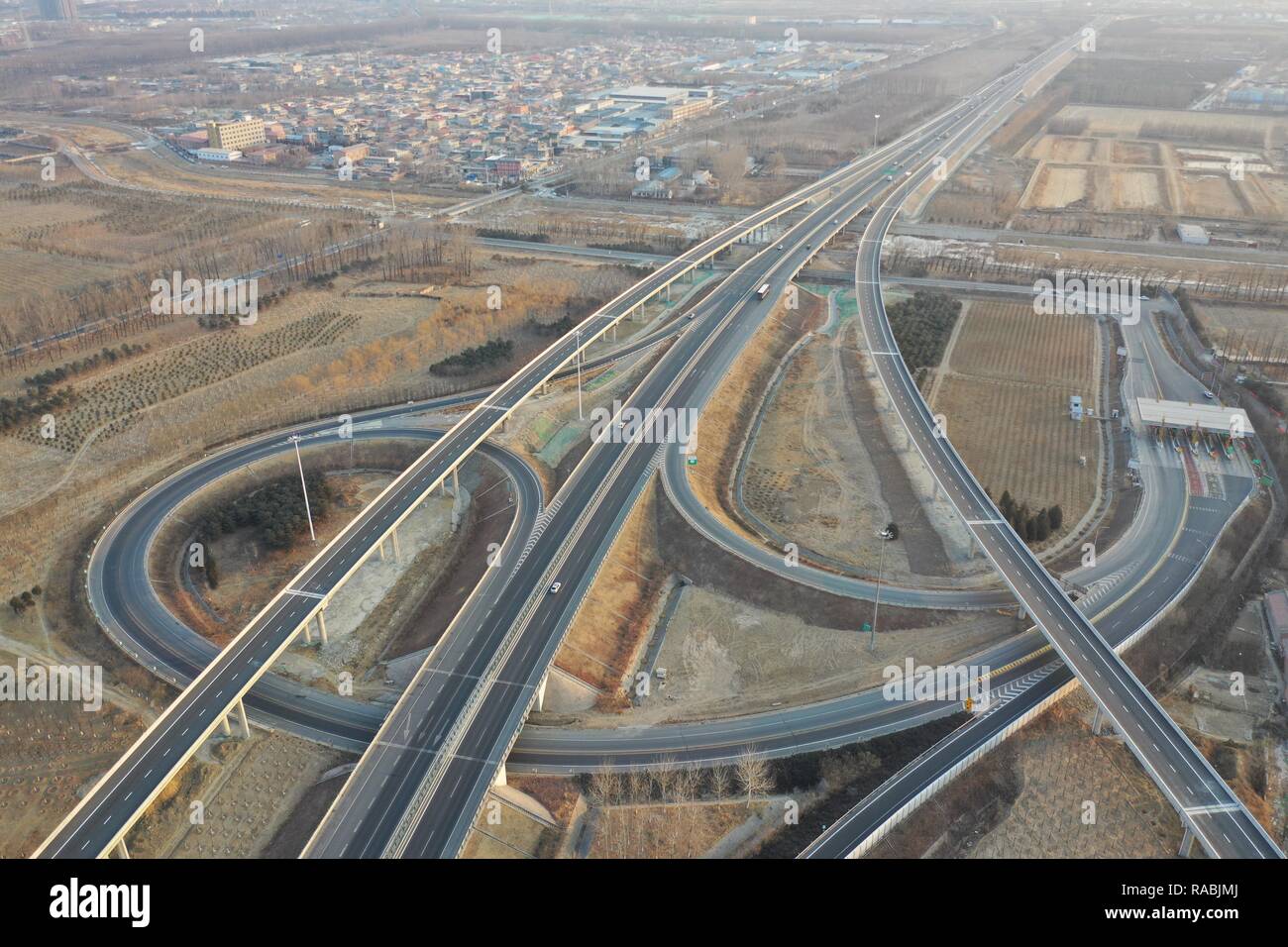 Beijing, China. 1st Jan, 2019. Aerial photo taken on Jan. 1, 2019 shows ...