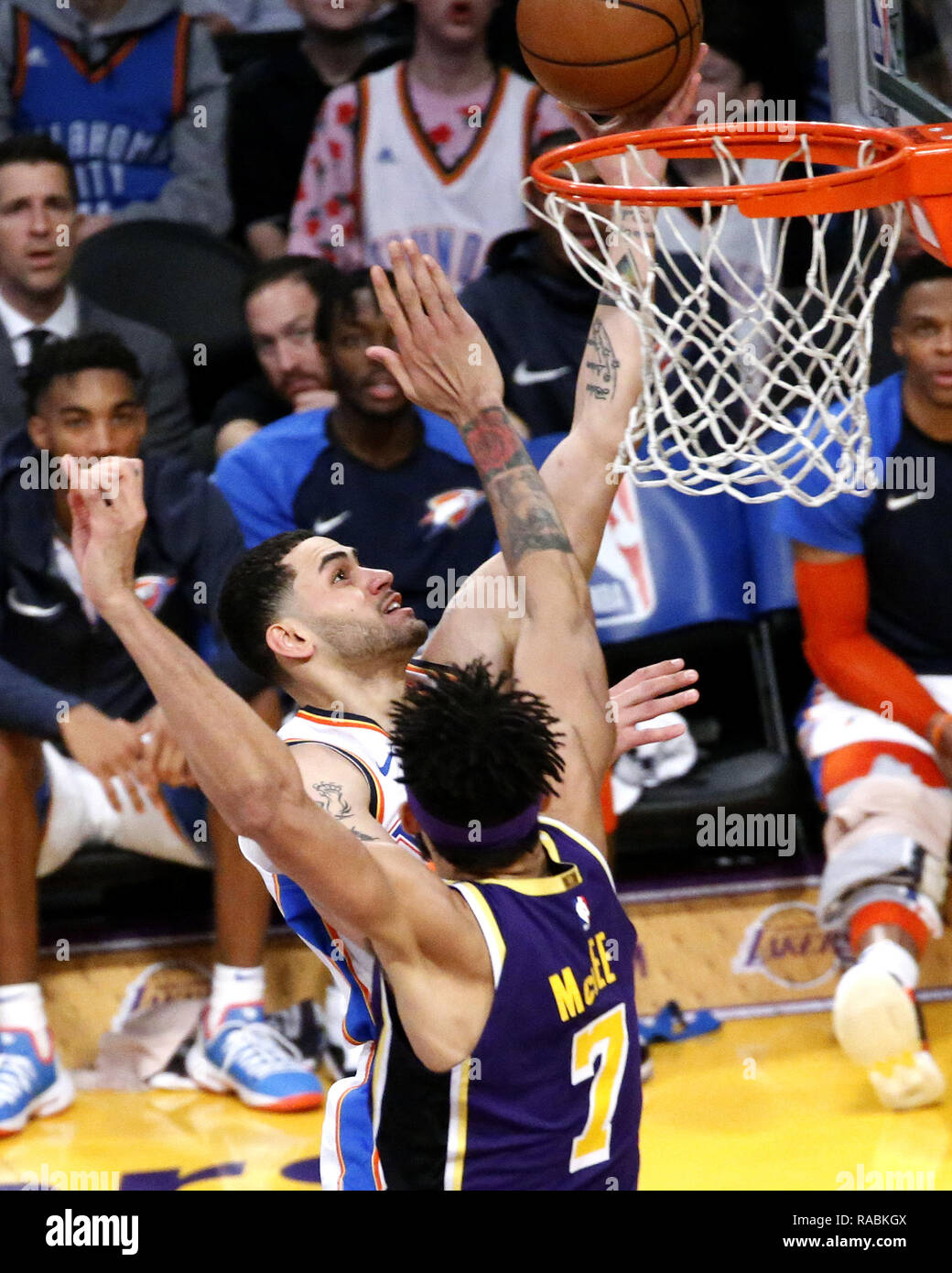 Los Angeles, California, USA. 2nd Jan, 2019. Oklahoma City Thunder's ...