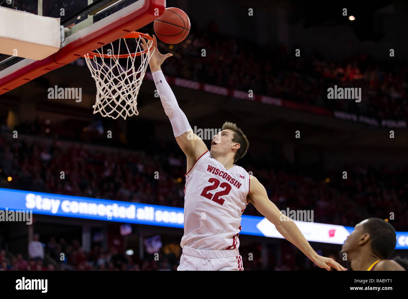 Madison, WI, USA. 3rd Jan, 2019. Wisconsin Badgers forward Ethan Happ ...