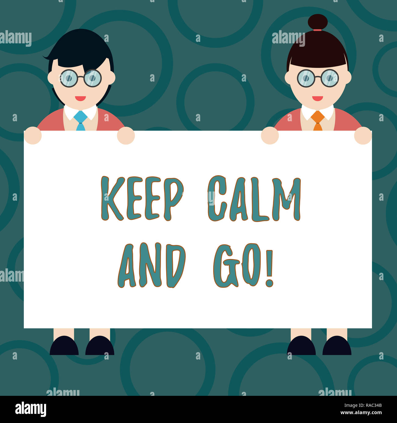 Writing note showing Keep Calm And Go. Business photo showcasing Be ...