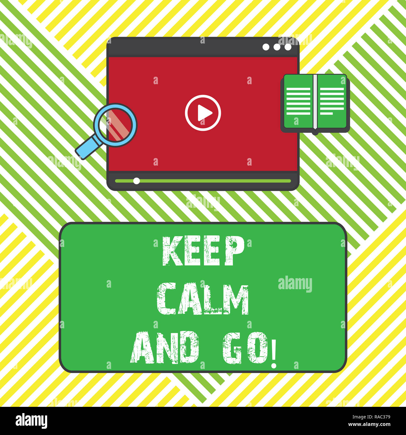 Text sign showing Keep Calm And Go. Conceptual photo Be relaxed and ...