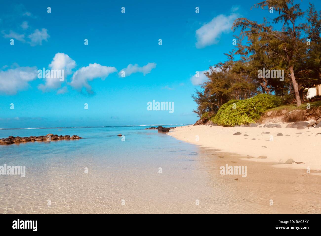 Sandy beach, Mauritius, Africa Stock Photo - Alamy
