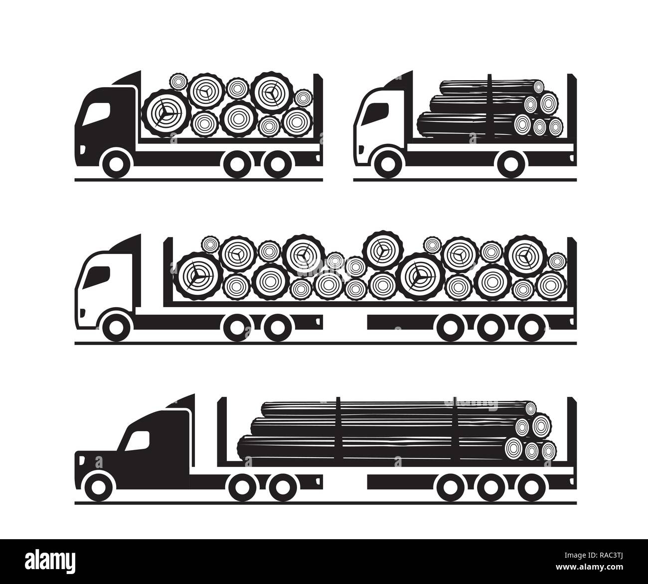 Trucks for transport of wooden logs - vector illustration Stock Vector ...