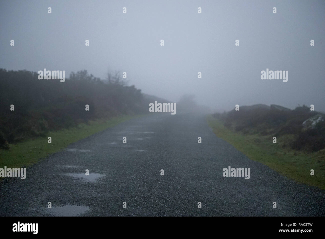 Heavy fog in Wales, UK Stock Photo - Alamy
