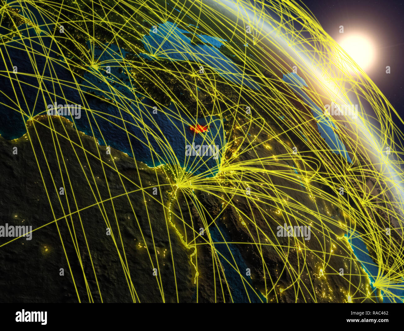 Cyprus from space on realistic model of planet Earth with network ...