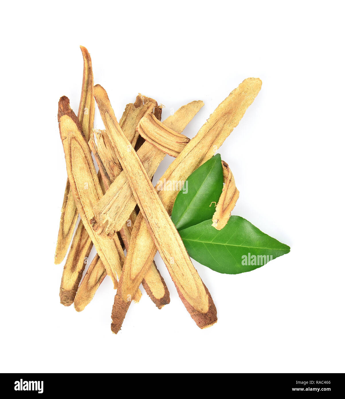Top view of Slice Licorice roots on white background Stock Photo - Alamy