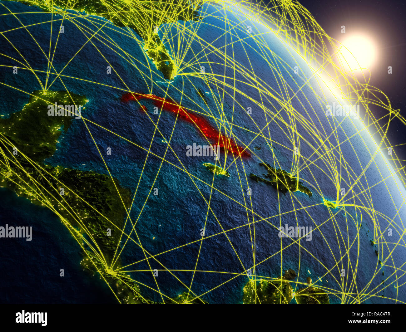 Cuba from space on realistic model of planet Earth with network ...