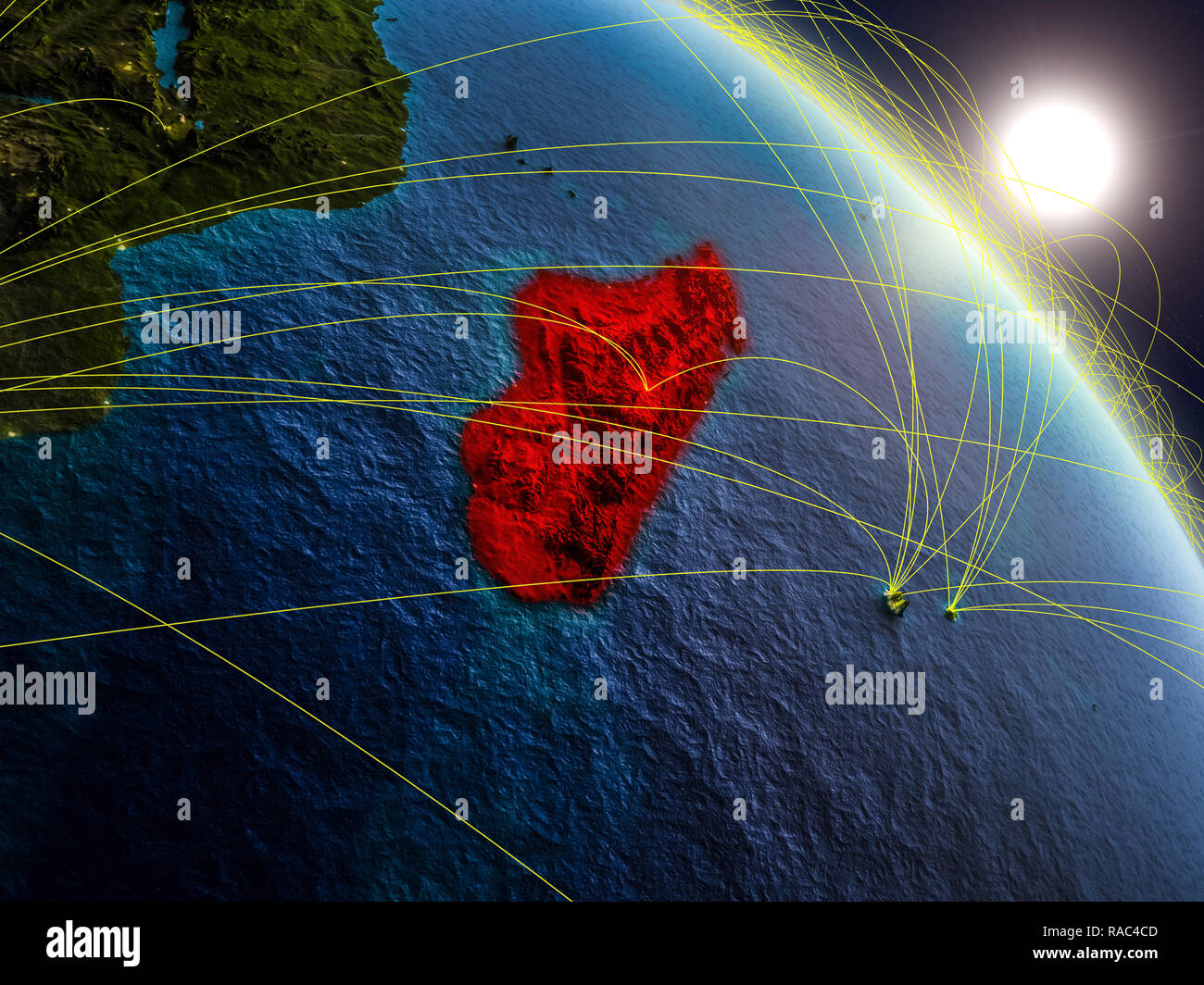 Madagascar from space on realistic model of planet Earth with network ...