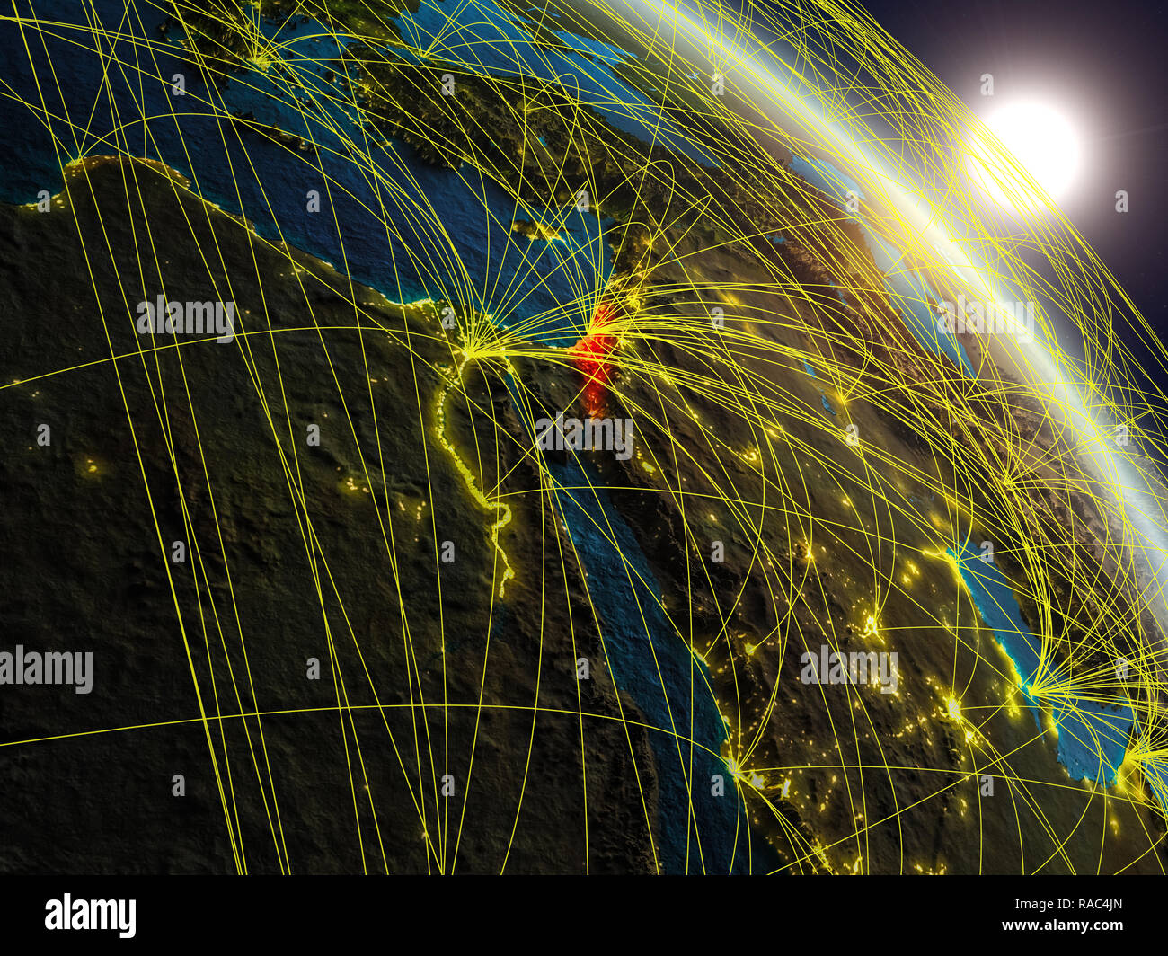 Israel from space on realistic model of planet Earth with network ...