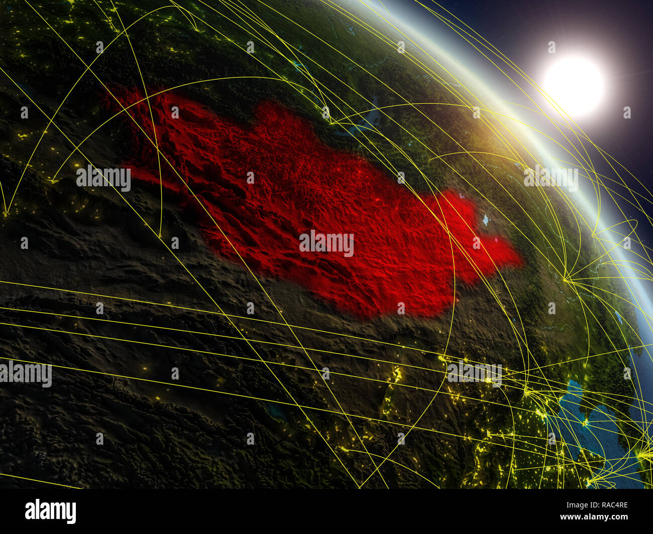 Mongolia from space on realistic model of planet Earth with network ...