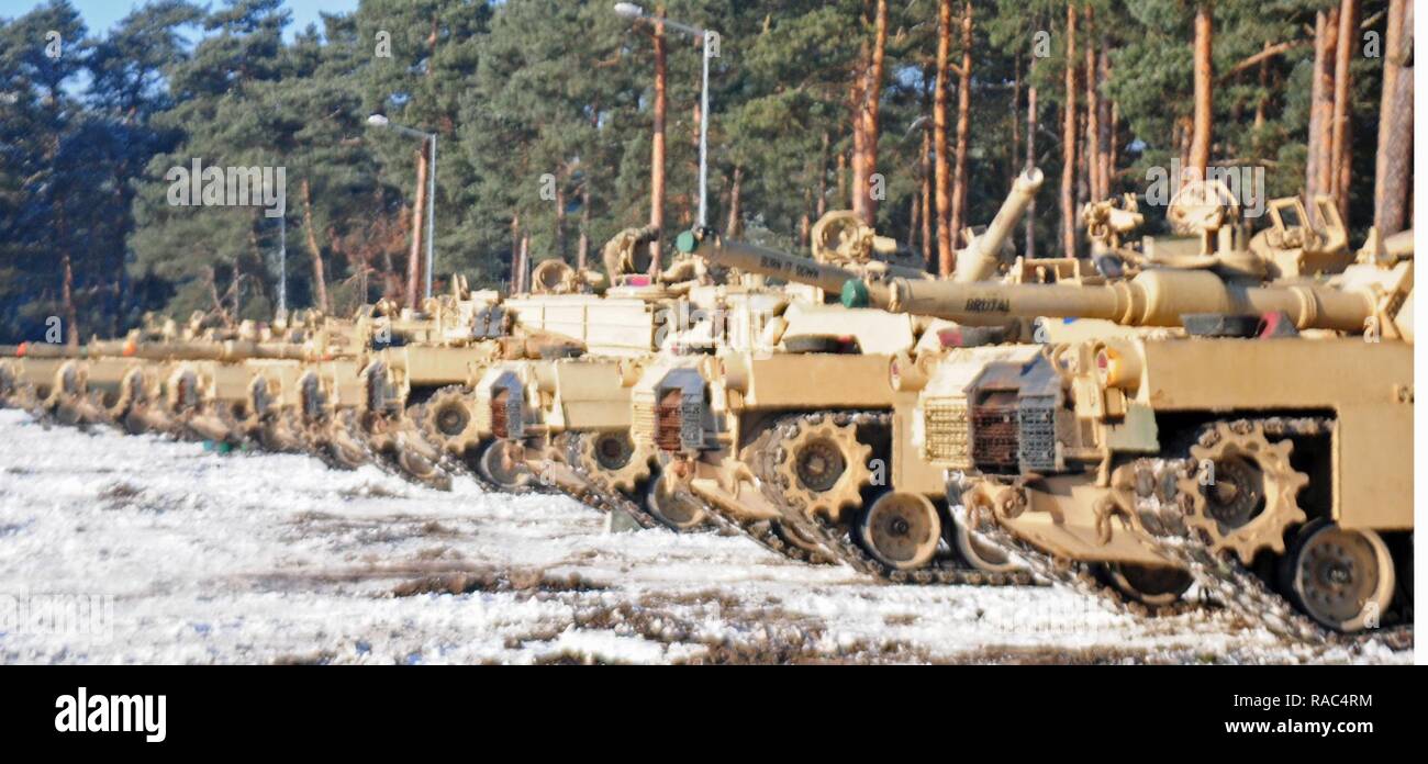 TRZEBIEN, Poland – M1A2 Abrams Tanks belonging to 1st Battalion, 68th ...