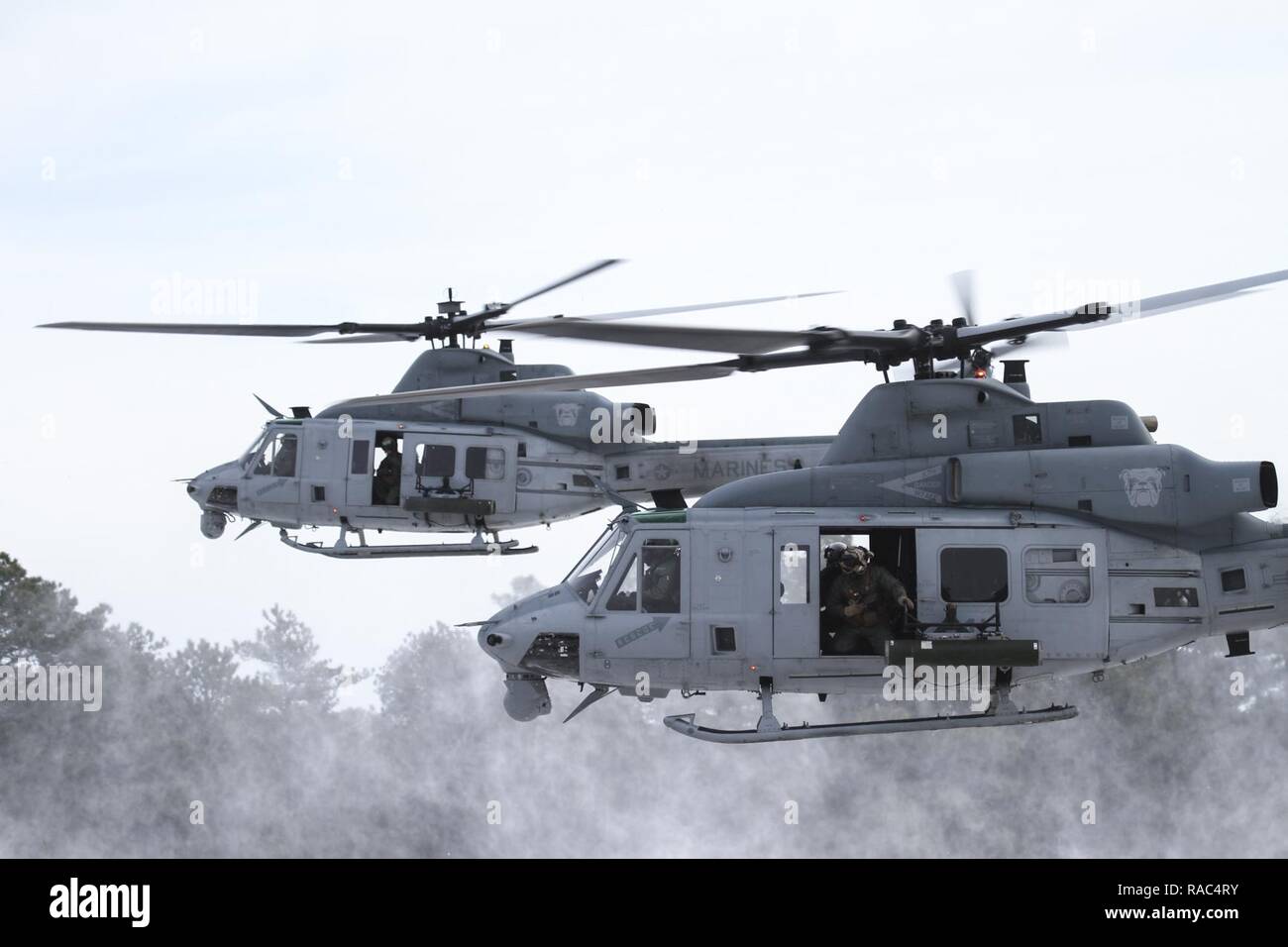 U.S. Marine Corps reserve UH-1Y Hueys from Marine Aircraft Group 49 ...