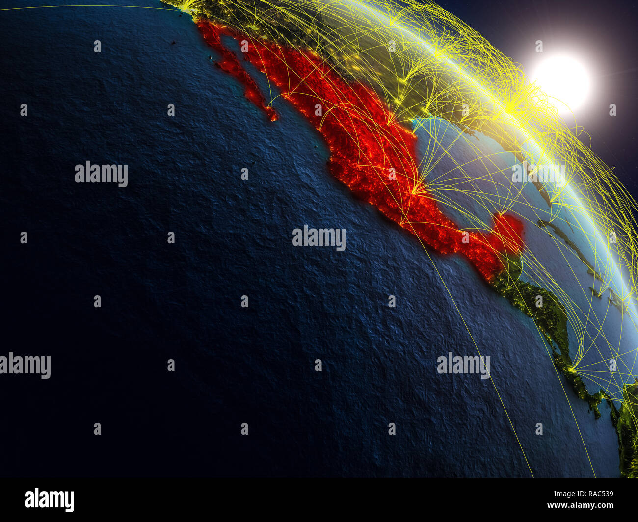 Mexico from space on realistic model of planet Earth with network ...