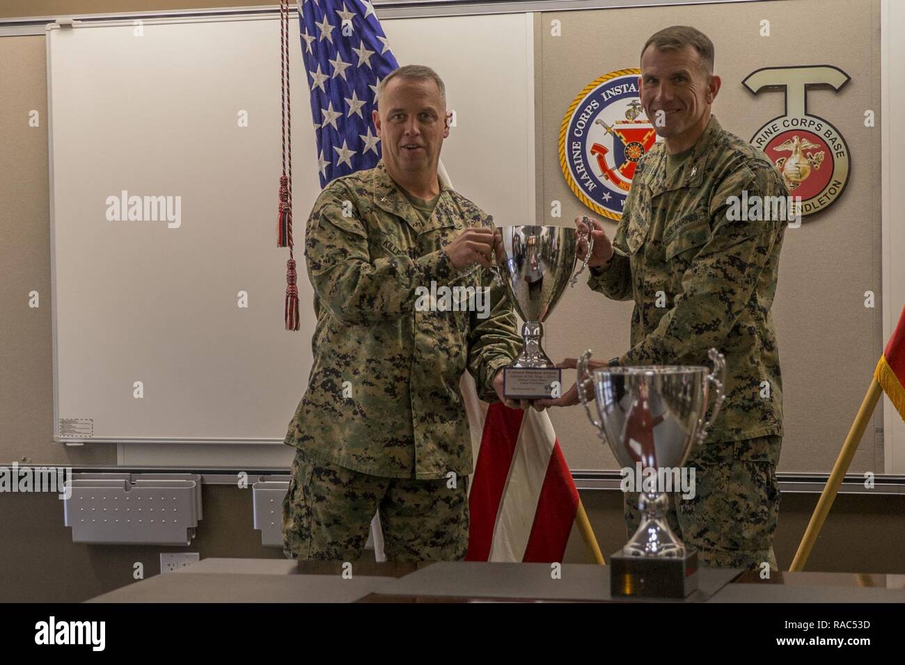 U.S. Marine Corps Brig. Gen. Kevin J. Killea, left, commanding general ...