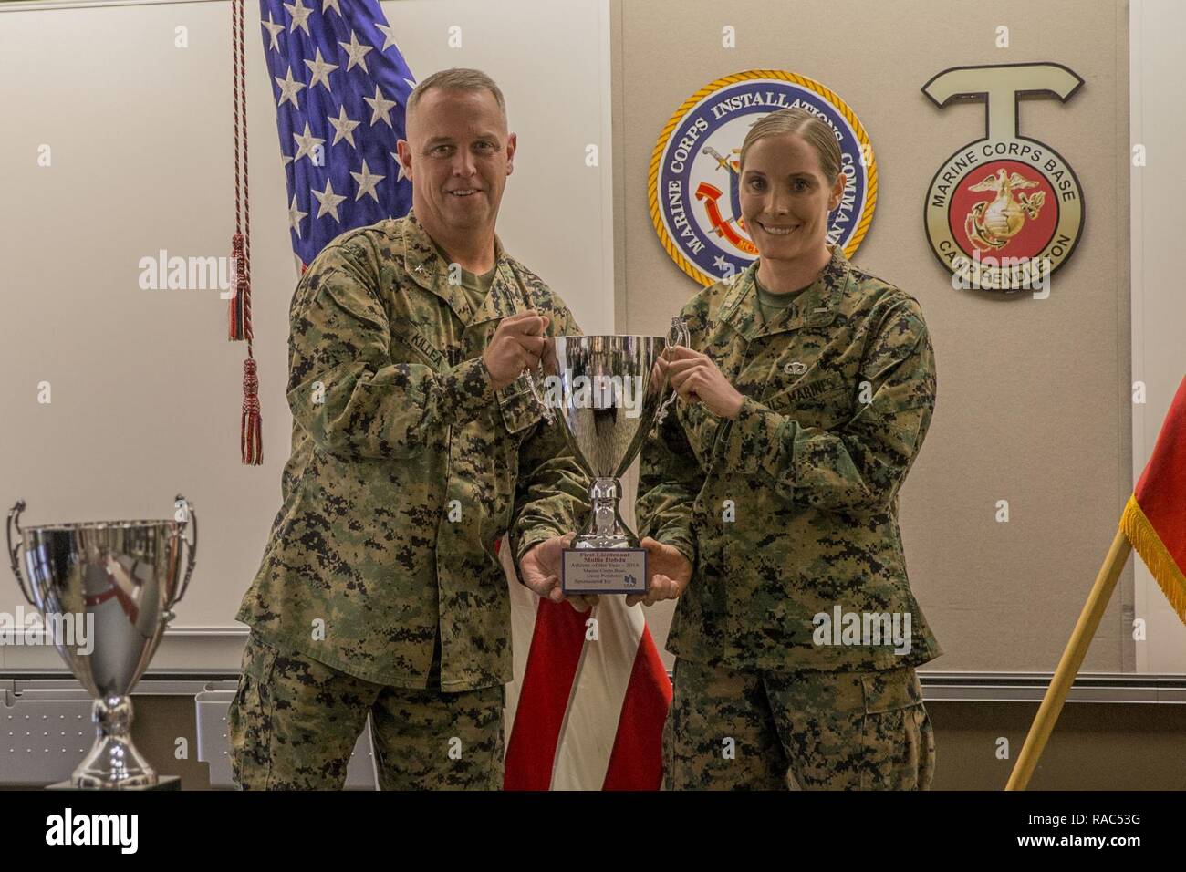U.S. Marine Corps Brig. Gen. Kevin J. Killea, left, commanding general ...